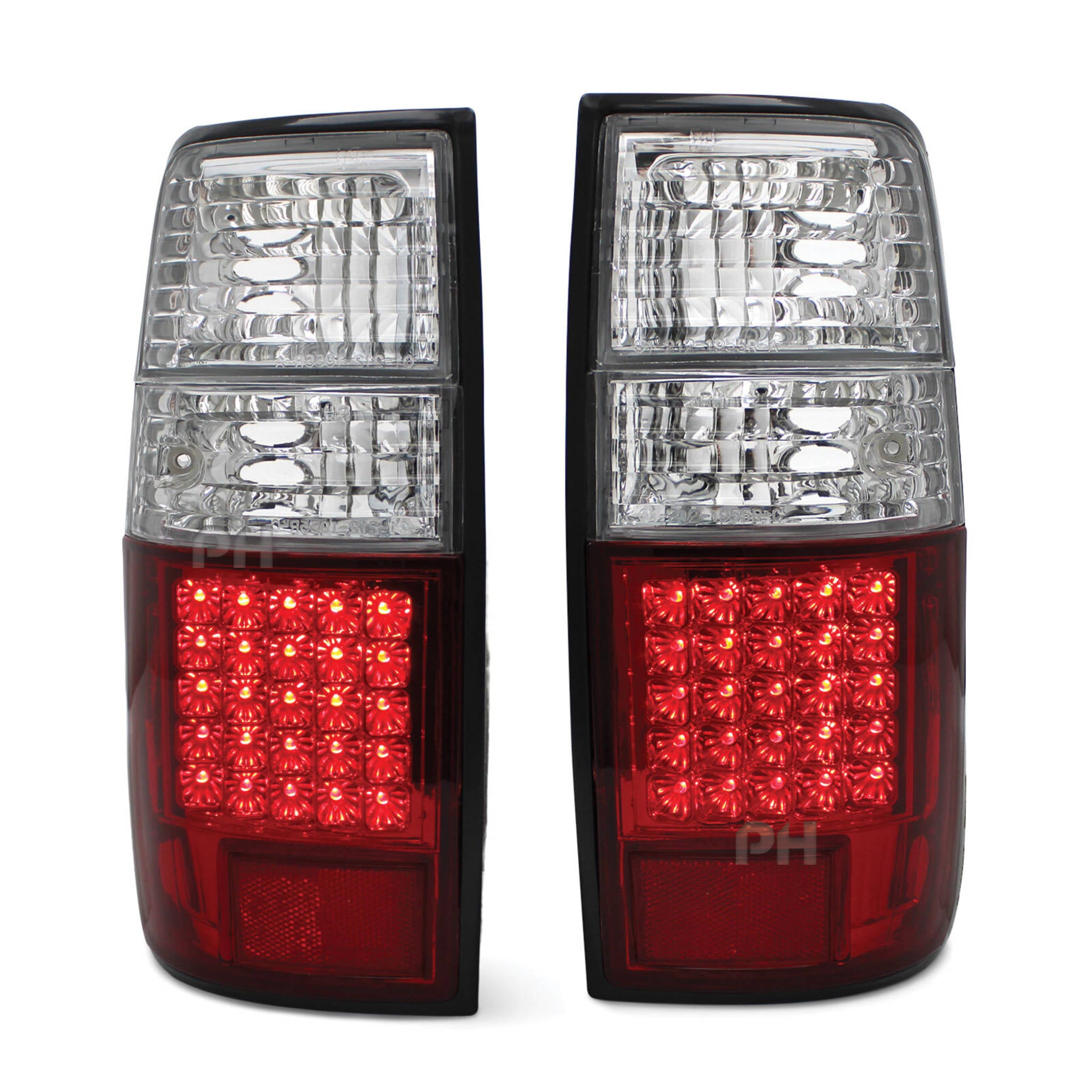 Tail Lights LED Red & Clear fits Toyota Landcruiser 80 Series 1990 - 1