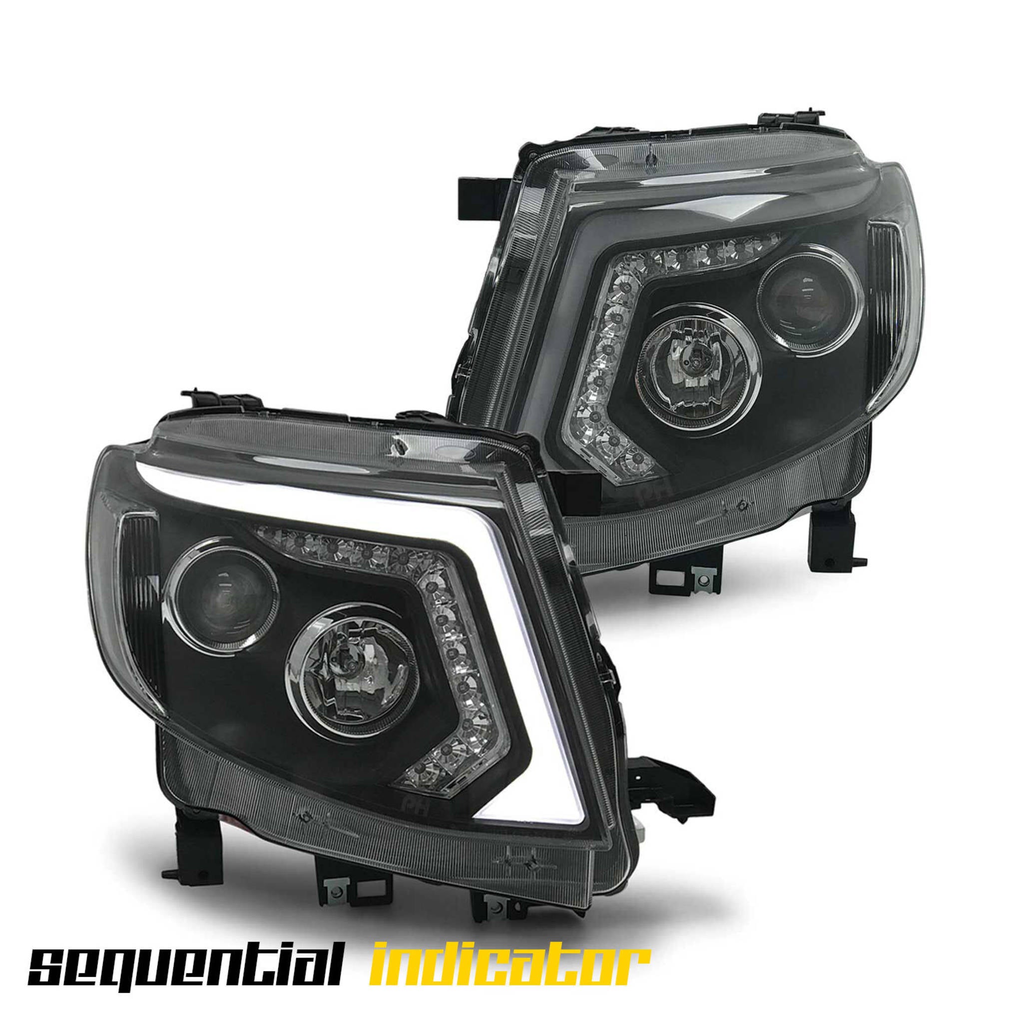 Headlights PAIR DRL Style with Sequential Indicator fits Ford Ranger PX ...