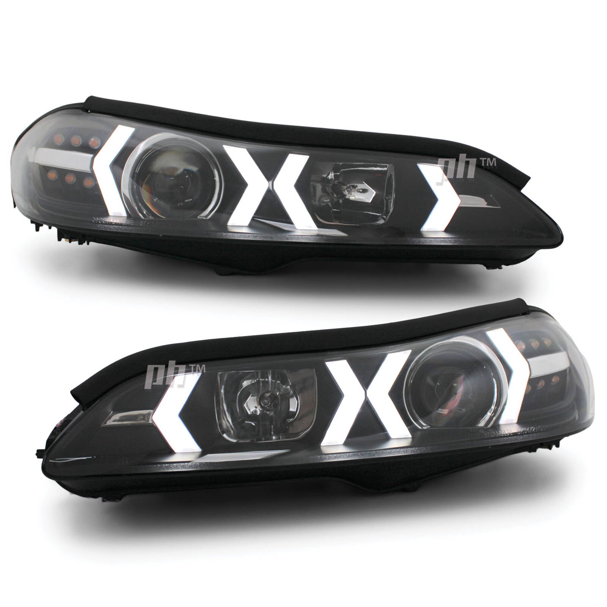 Black Projector Headlights Sequential PAIR DRL Style Fits Nissan Silvi