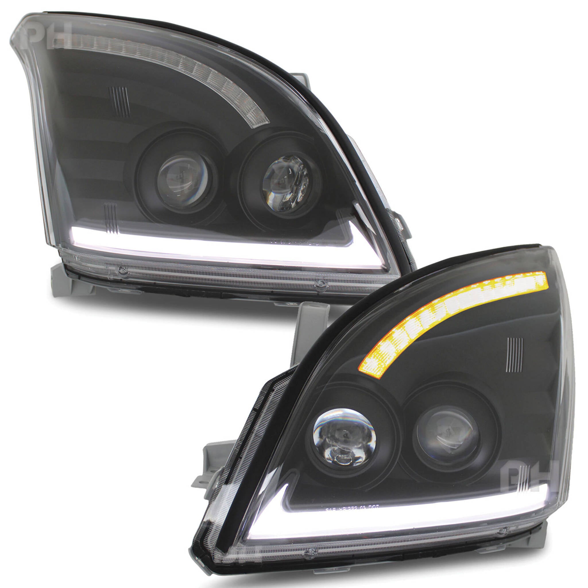 Headlights Black Sequential DRL Style Fits Toyota Landcruiser Prado 12 ...